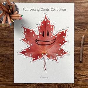 Autumn Lacing Card, Preschool Printable, Montessori Material, Fine ...