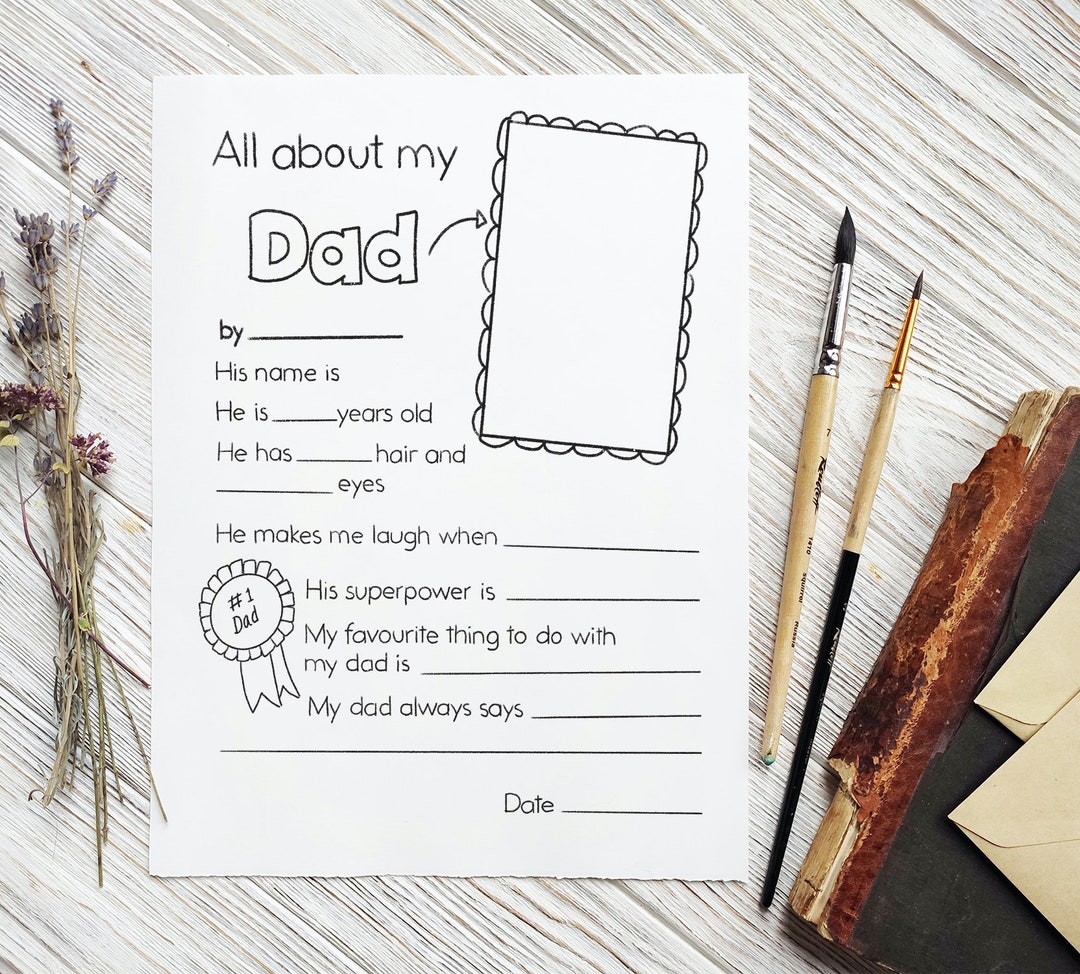 All About My Dad Father's Day Printable Preschool - Etsy