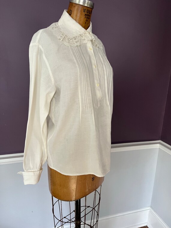 Victorian Inspo 90s Lace Collar Linen Untailored Line… - Gem