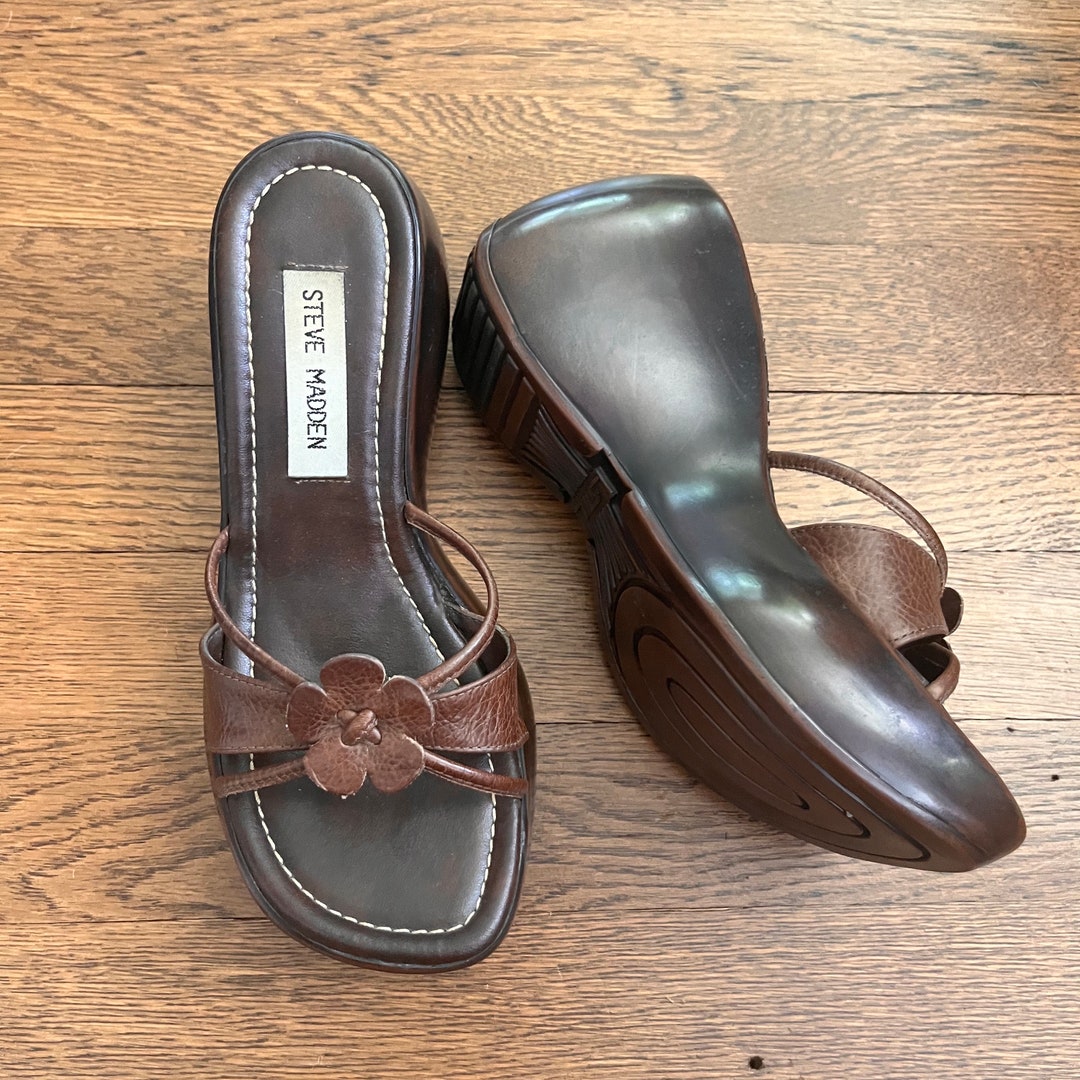 Y2K Steve Madden Flower Platform Sandal Thongs, Mules, Wedge Sandals - Etsy