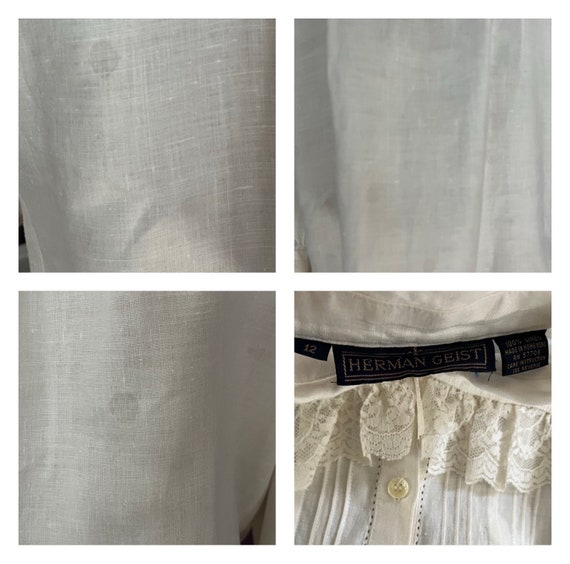 Victorian Inspo 90s Lace Collar Linen Untailored Line… - Gem