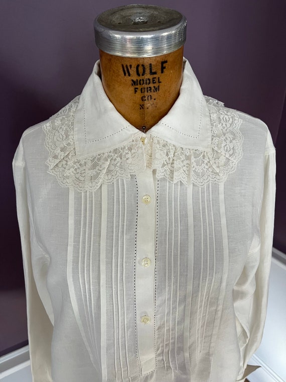 Victorian Inspo 90s Lace Collar Linen Untailored Line… - Gem