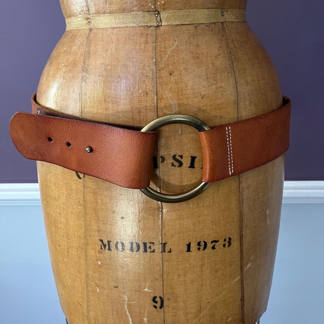 Linea Pelle Leather Slouch Belt With Brass Ring - Etsy