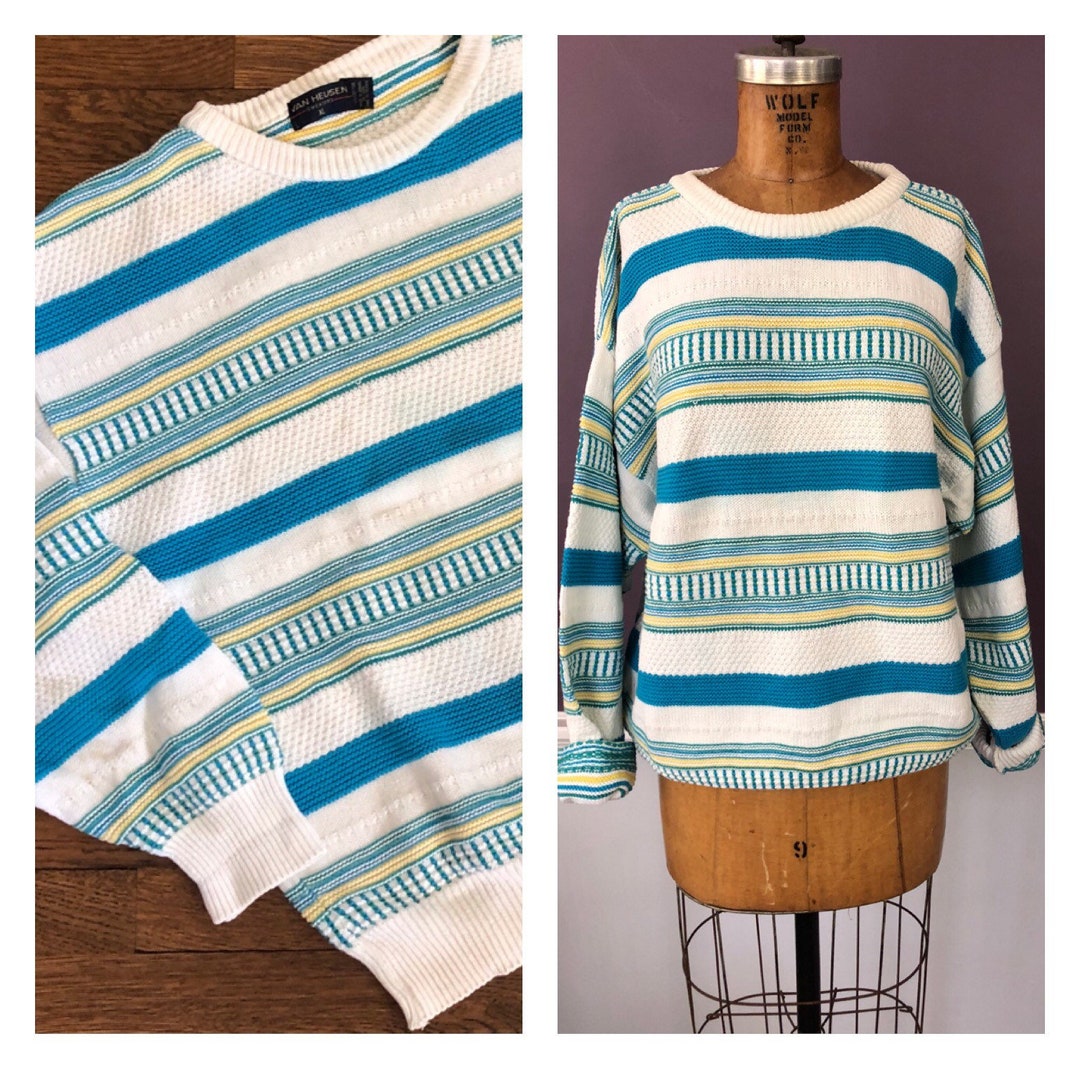 Fabulous 80s 90s Oversized Resort Sweater Striped Lots of - Etsy