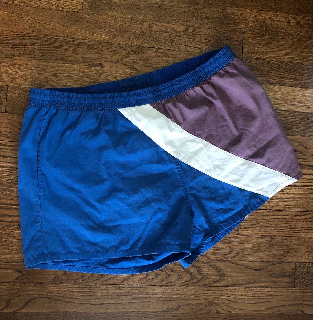 3 Inseam 80s 90s Mens Swim Trunks With Asymmetrical Color Blocking - Etsy