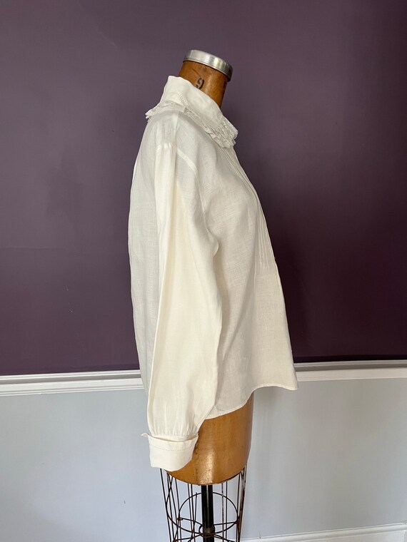 Victorian Inspo 90s Lace Collar Linen Untailored Line… - Gem