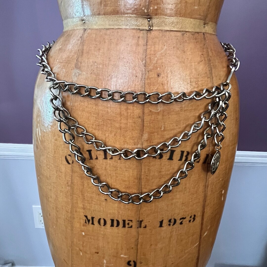 90s Gold Chain Link Belt With Coin - Etsy