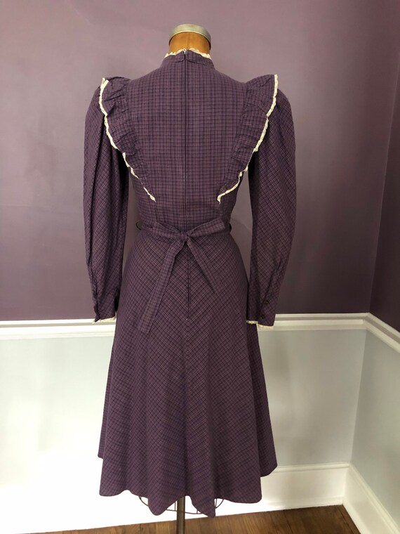 70s Prairie Dress with Puff Shoulders, Leg of Mutton … - Gem