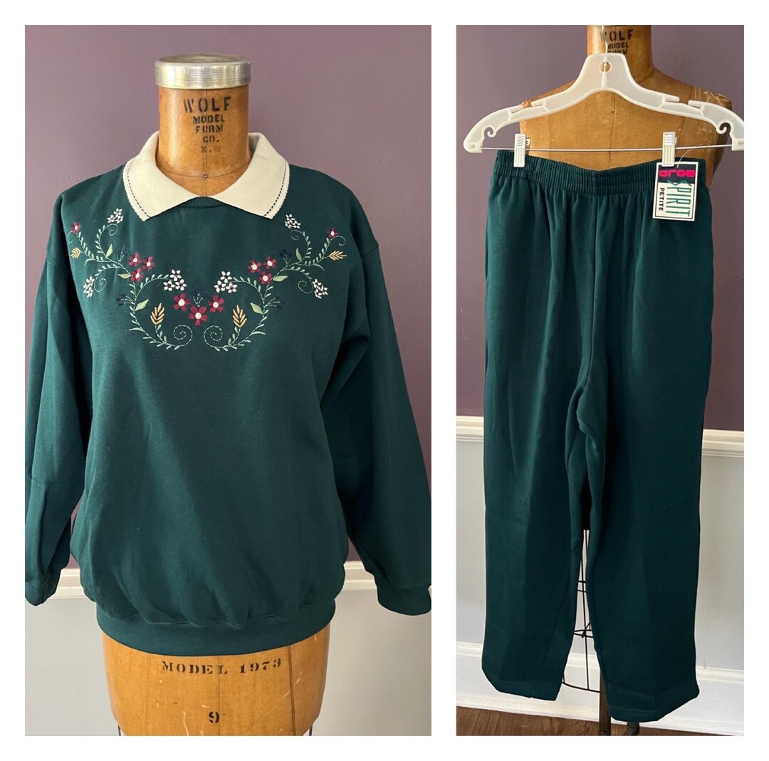 Sweet NTW 80s Sweatsuit Set With Polo Coallr, and Sweet Embroidery, in ...