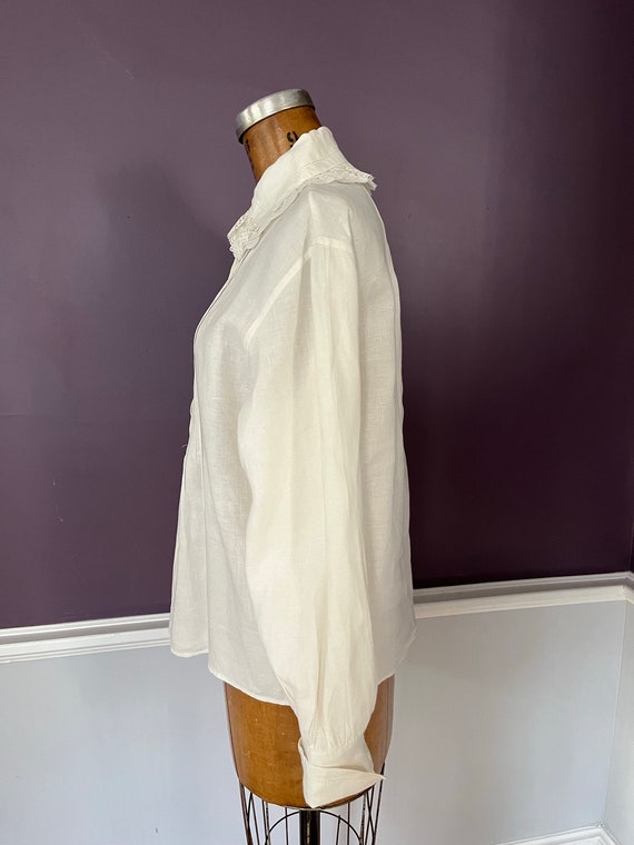 Victorian Inspo 90s Lace Collar Linen Untailored Line… - Gem