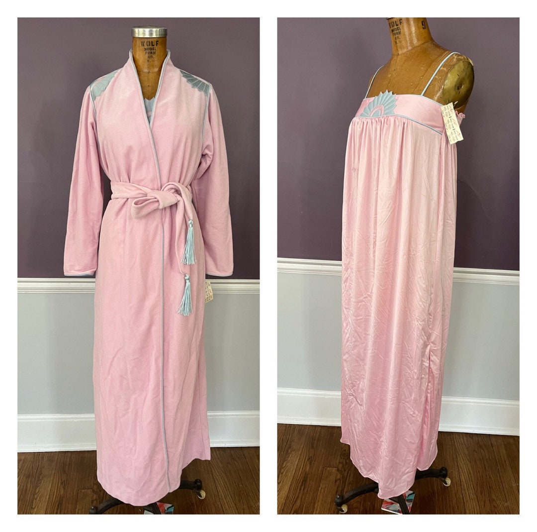 NWT 80s Does 40s Bathrobe Set Pink Fleece and Nylon, Old Hollywood - Etsy