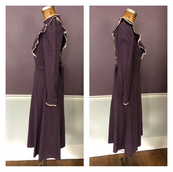70s Prairie Dress with Puff Shoulders, Leg of Mutton … - Gem