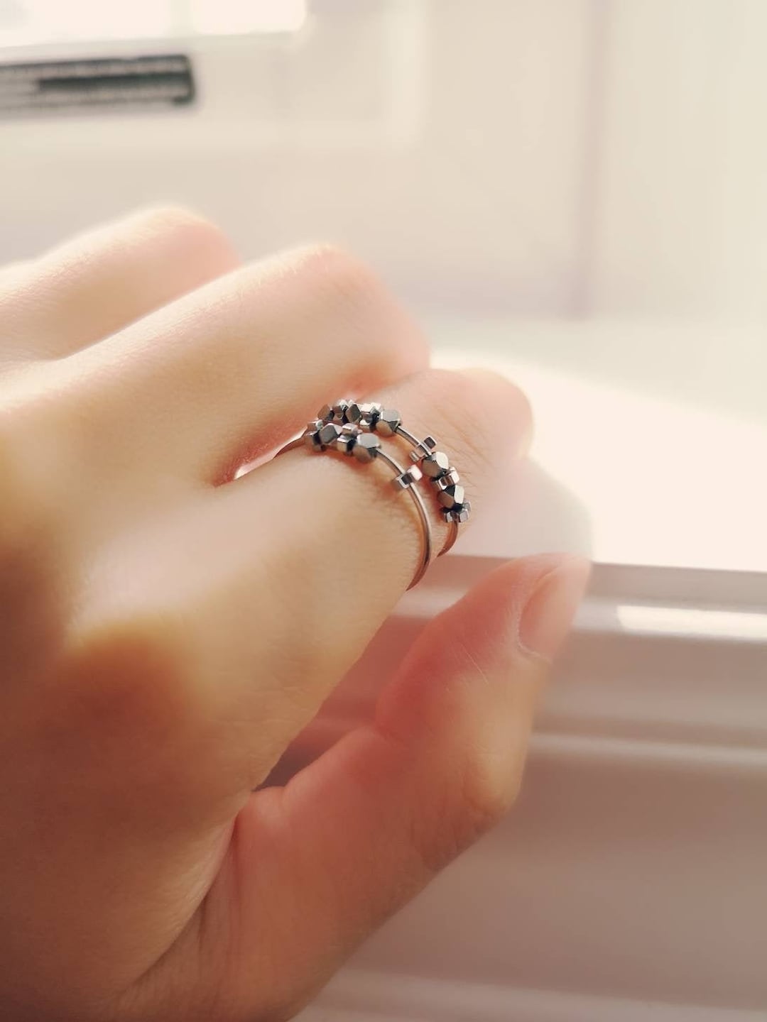 Fidget Anxiety Ring, Worry Ring. Anti Stress Ring. Bead Ring ...