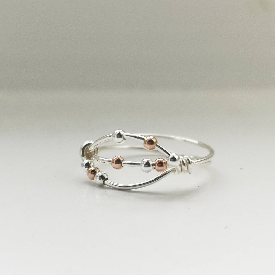 Anxiety Ring Spinner Silver Fidget Ring. Finger Picking Ring. Thumb ...