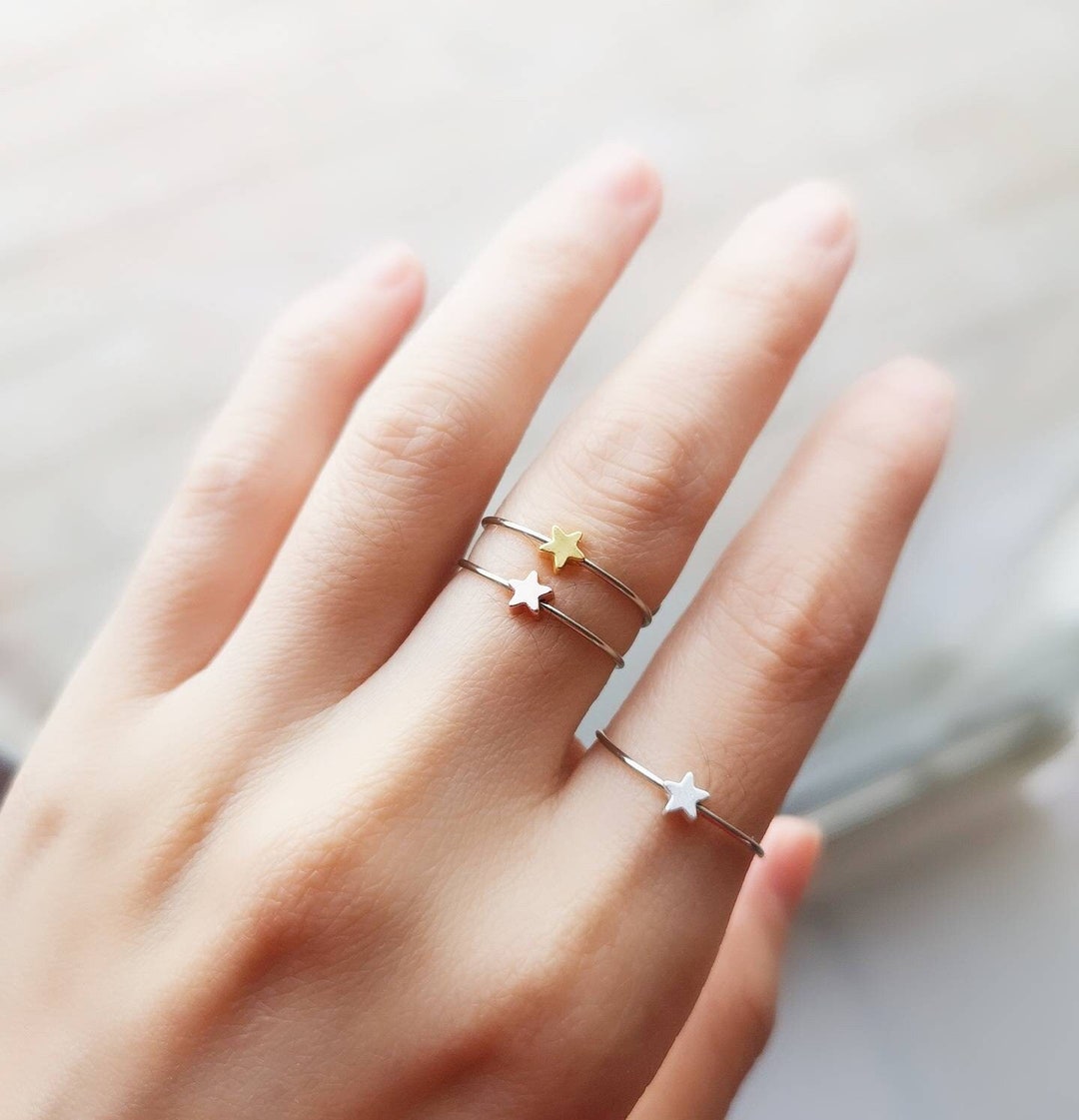 Star Fidget Anxiety Ring. Spinner Thumb Ring for Her. ADHD Gift. Midi ...