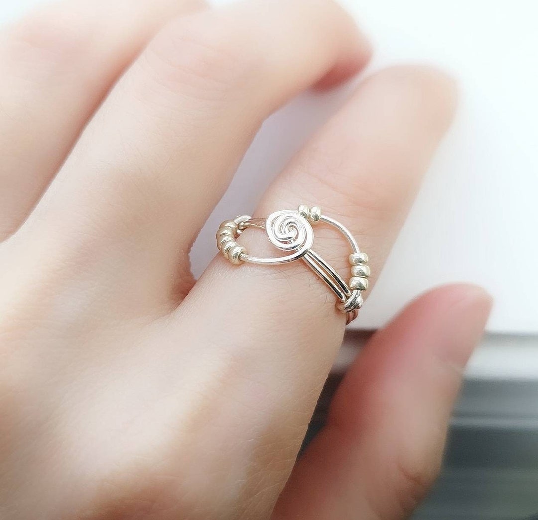 Swirl Fidget Ring Sterling Silver. Thumb Ring. ADHD Ring for Her ...