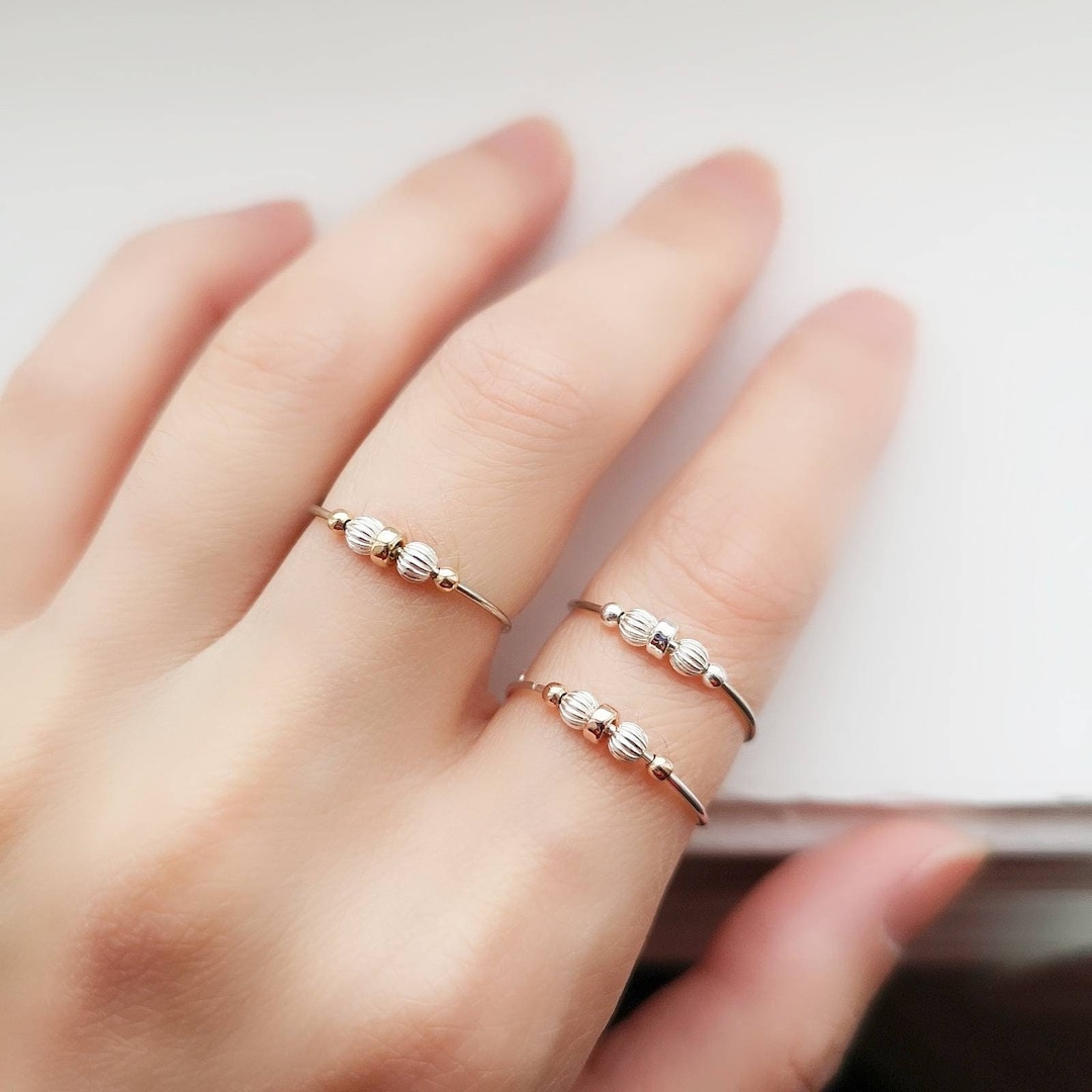 Dainty Spinner Fidget Ring Sterling Silver Thumb Ring. Rose Gold Filled ...