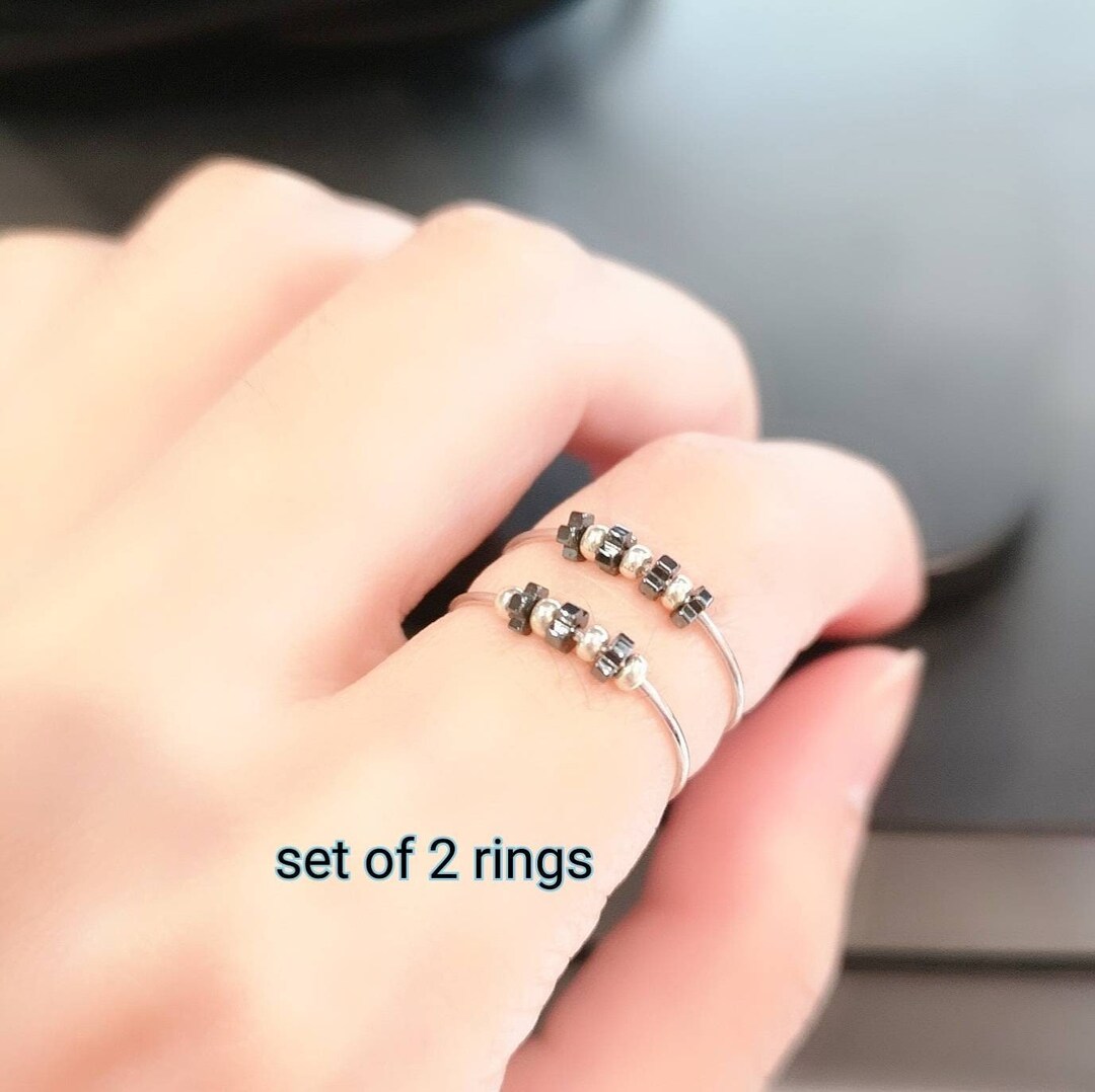 Anxiety Ring Set of 2. Stress Relief Ring. ADHD Fidget Jewelry. Dainty ...