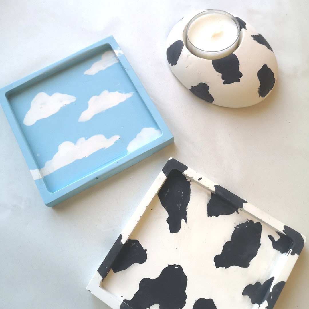 Jesmonite Cow Pattern Pebble Te Light Holder - Etsy