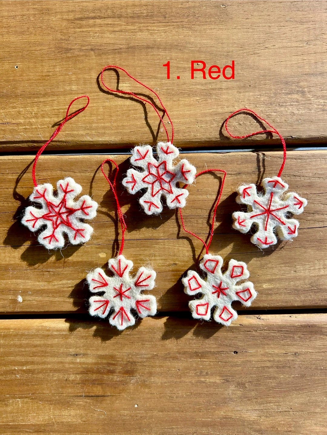 Felt Snowflake Ornaments for Christmas, Set of 5 - Etsy
