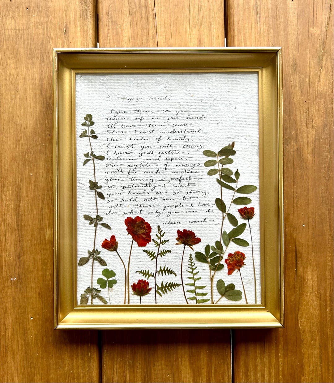 Pressed Flower Art - “your Hands” Poem - Etsy