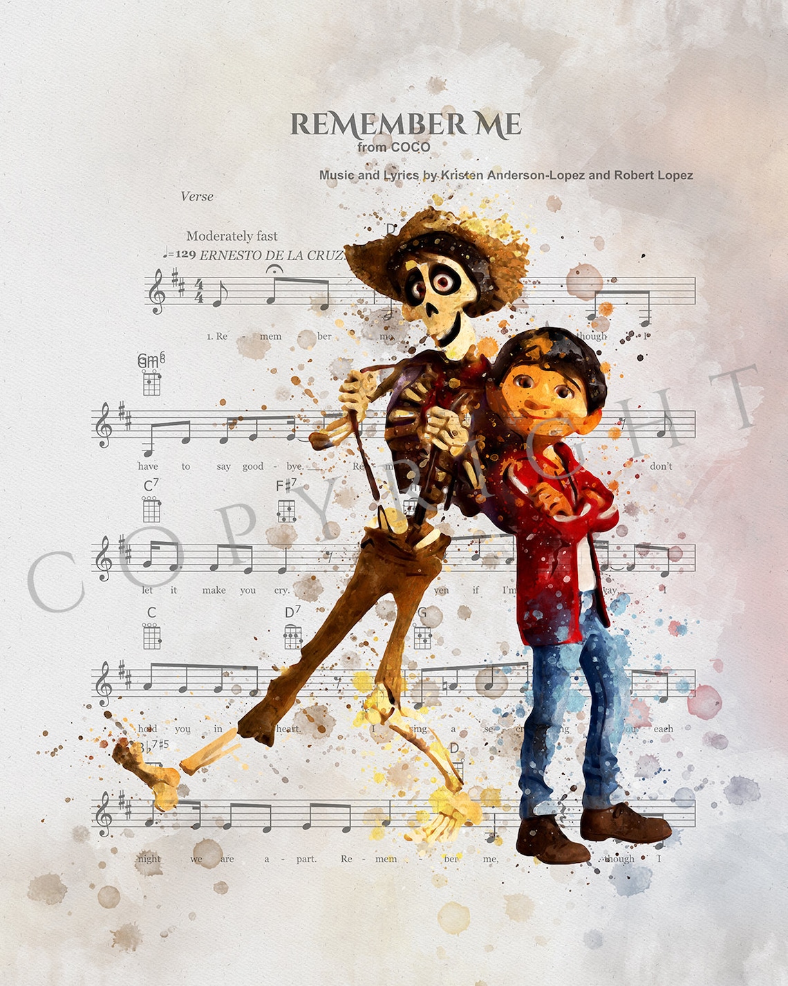 Hector print Coco print Remember Me Music sheet print Coco | Etsy