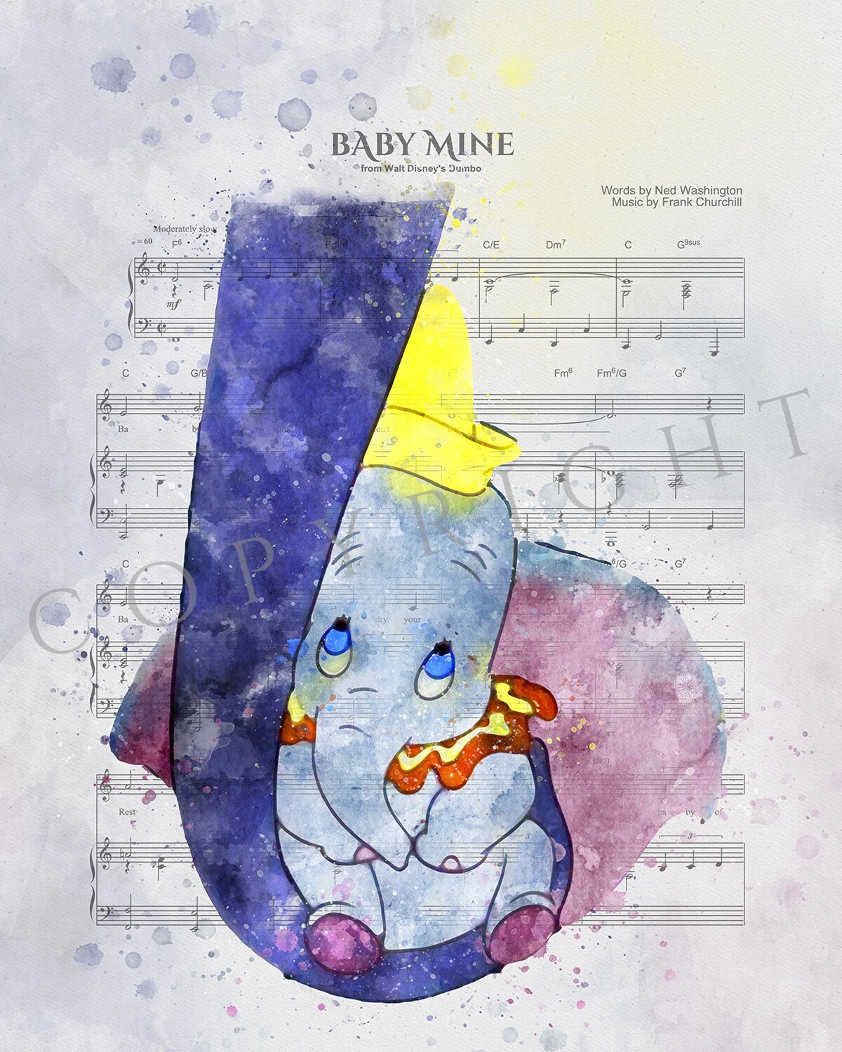 Dumbo Music Sheet Print Dumbo Print Dumbo Poster Dumbo Decor - Etsy