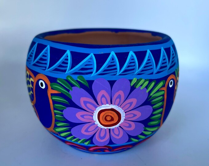 Mexican Flower Pot Clay Hand Painted Succulent Pot - Etsy