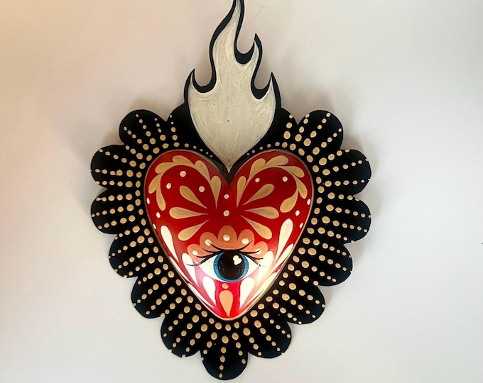 Mexican Tin Heart Wall Art Evil Eye - Etsy