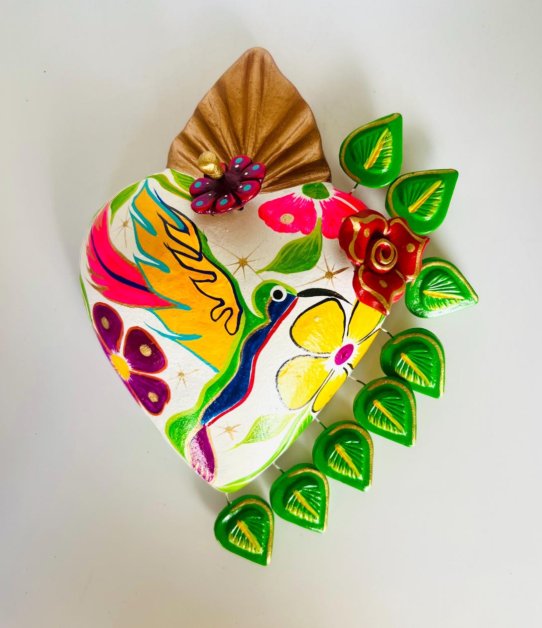 Mexican Hummingbird Heart Clay Wall Art - Etsy