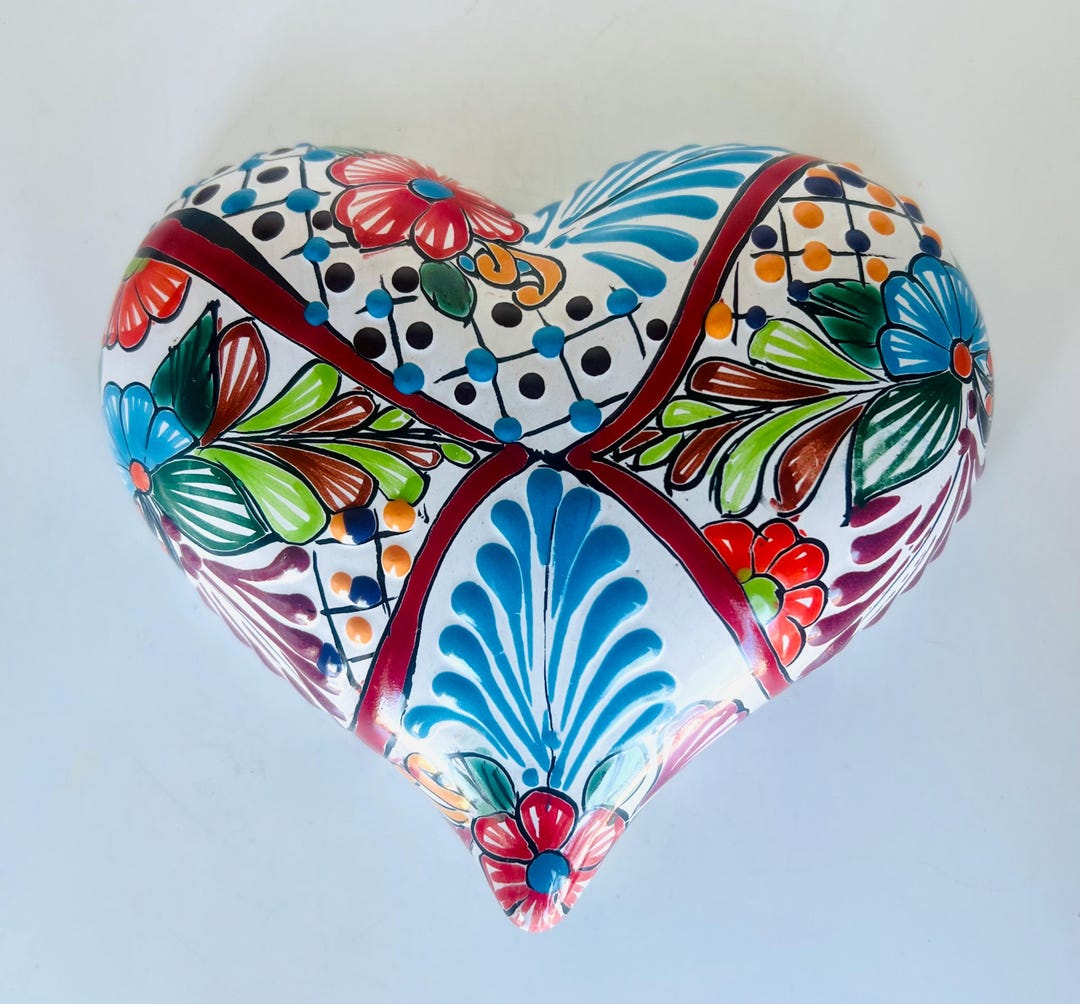 Talavera Heart Mexico Hand Painted Wall Decor - Etsy
