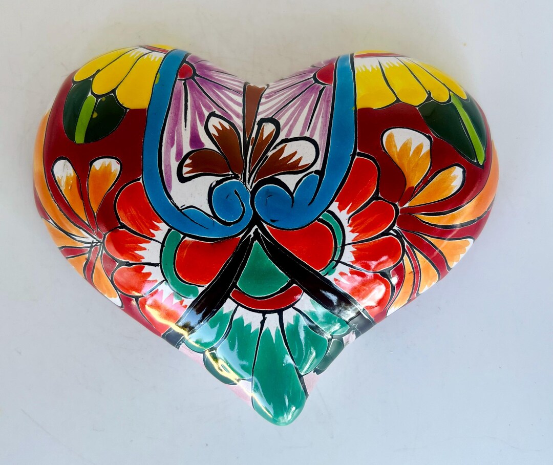 Talavera Heart Mexico Hand Painted Wall Decor - Etsy