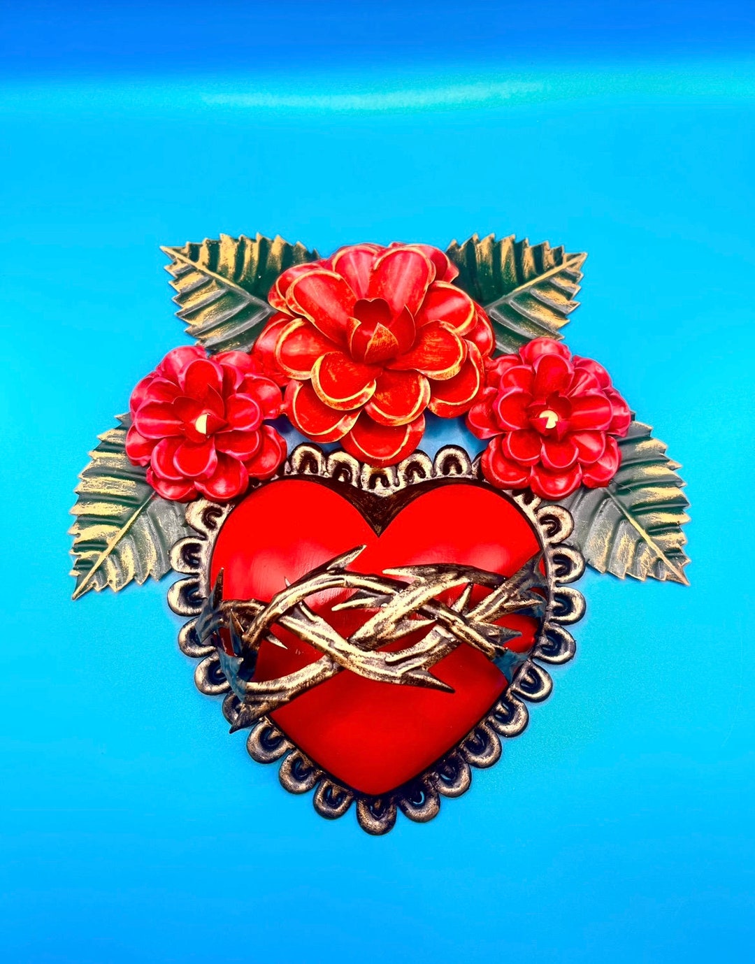 Mexican Tin Thorns Heart Wall Art - Etsy