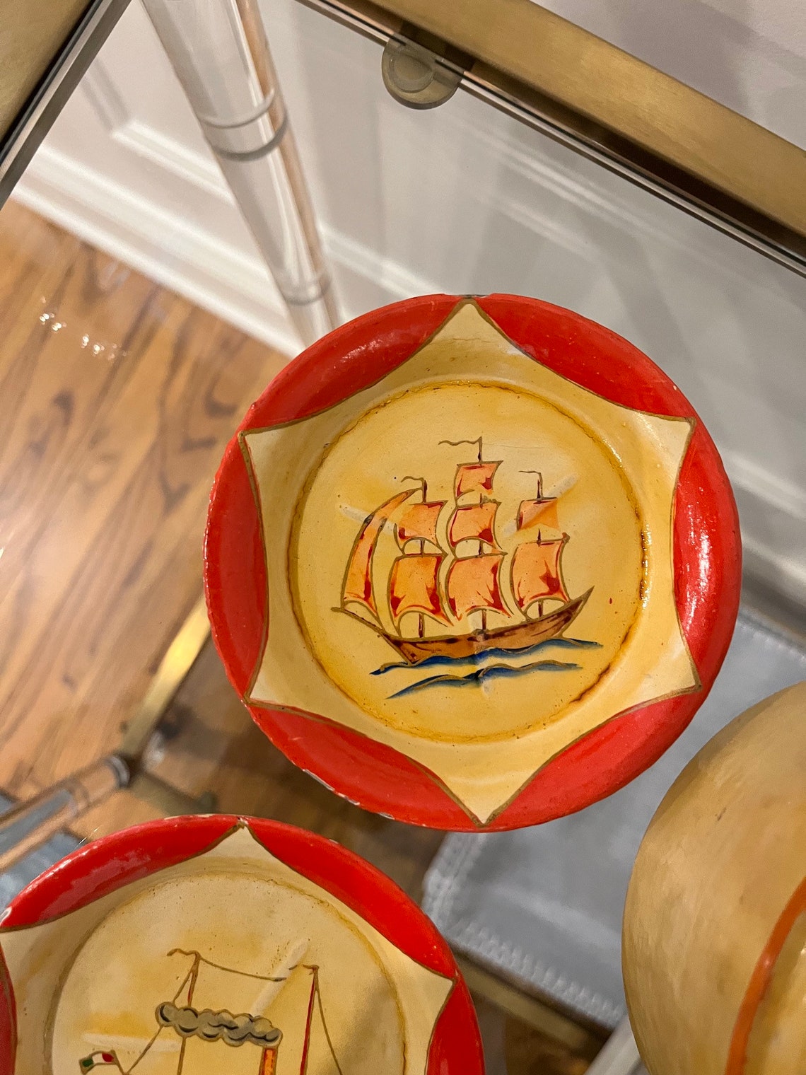 Vintage Sailing Ships Coaster Set in Round Box Jerywil Products - Etsy