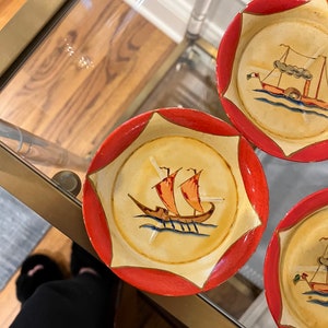 Vintage Sailing Ships Coaster Set in Round Box Jerywil Products - Etsy