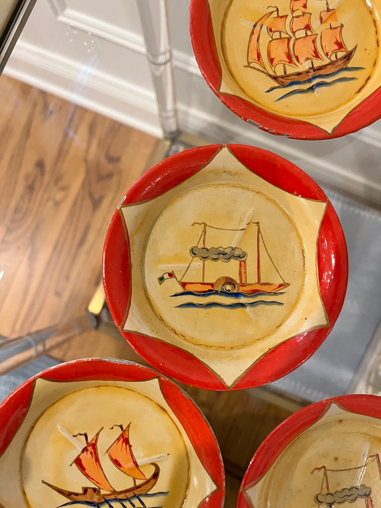 Vintage Sailing Ships Coaster Set in Round Box Jerywil Products - Etsy
