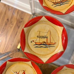 Vintage Sailing Ships Coaster Set in Round Box Jerywil Products - Etsy