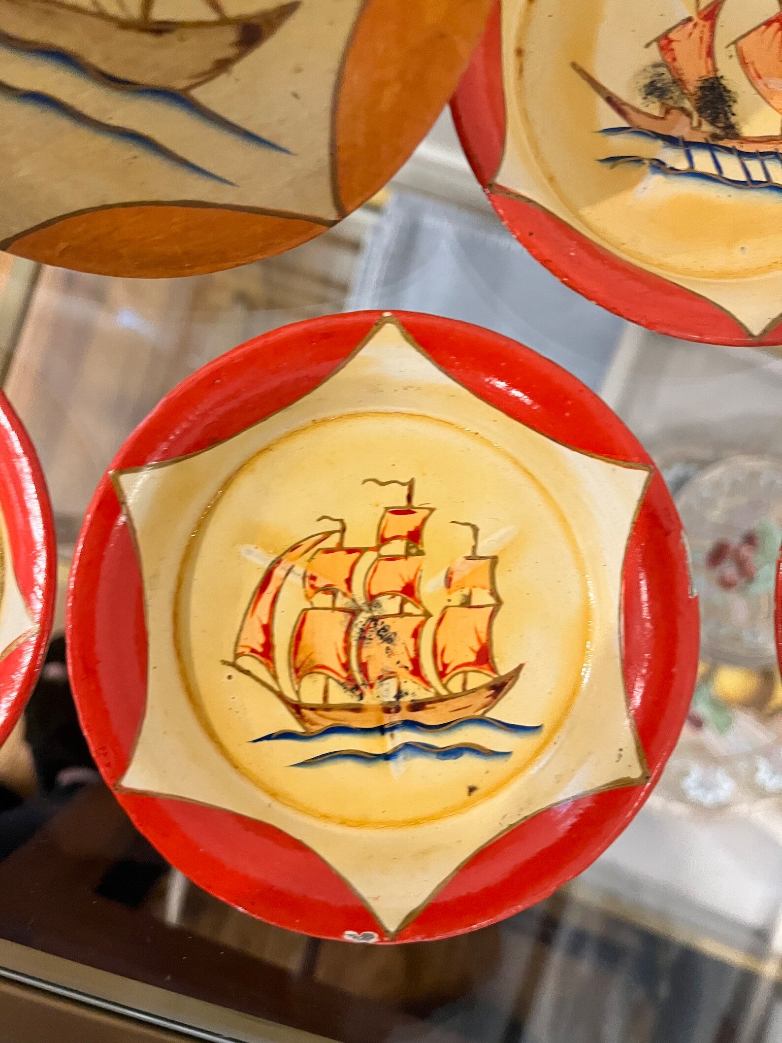 Vintage Sailing Ships Coaster Set in Round Box Jerywil Products - Etsy