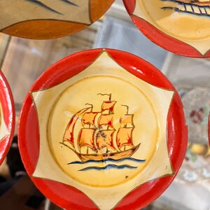 Vintage Sailing Ships Coaster Set in Round Box Jerywil Products - Etsy