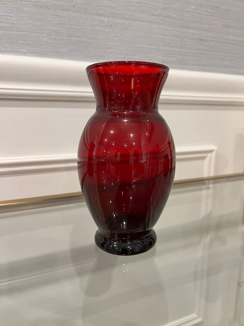 Vintage Ruby Red Vases - Etsy