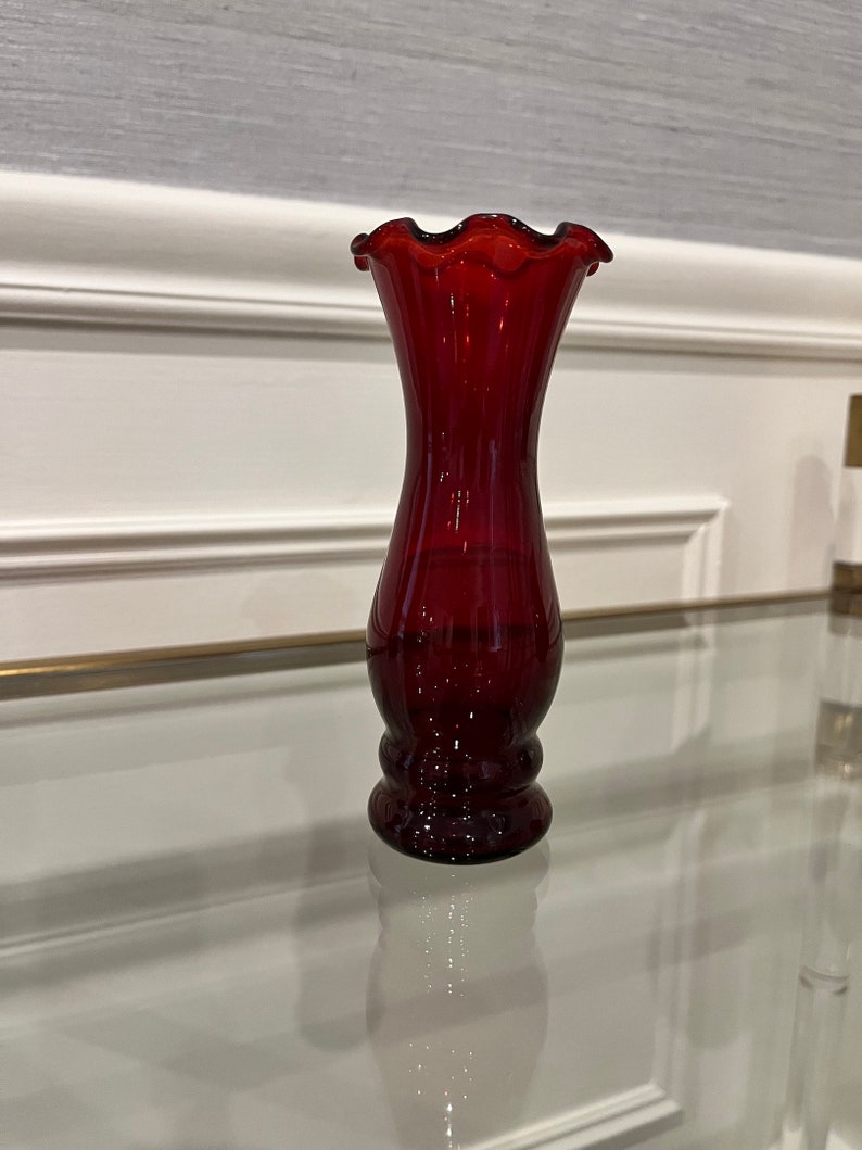 Vintage Ruby Red Vases - Etsy