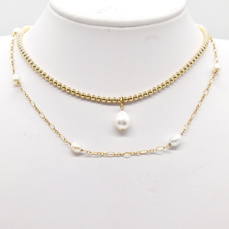 Pearl Gold Necklace - Etsy