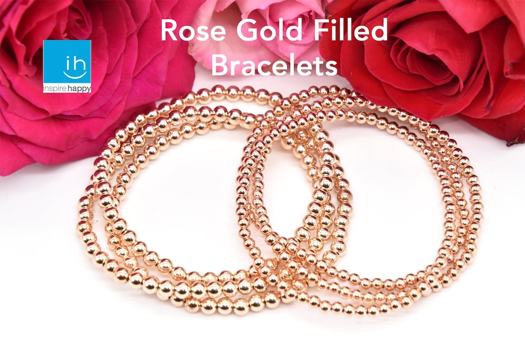 Gold Bead Bracelet | Rose Gold Filled 14k Gold Bead Bracelet | Gold ...