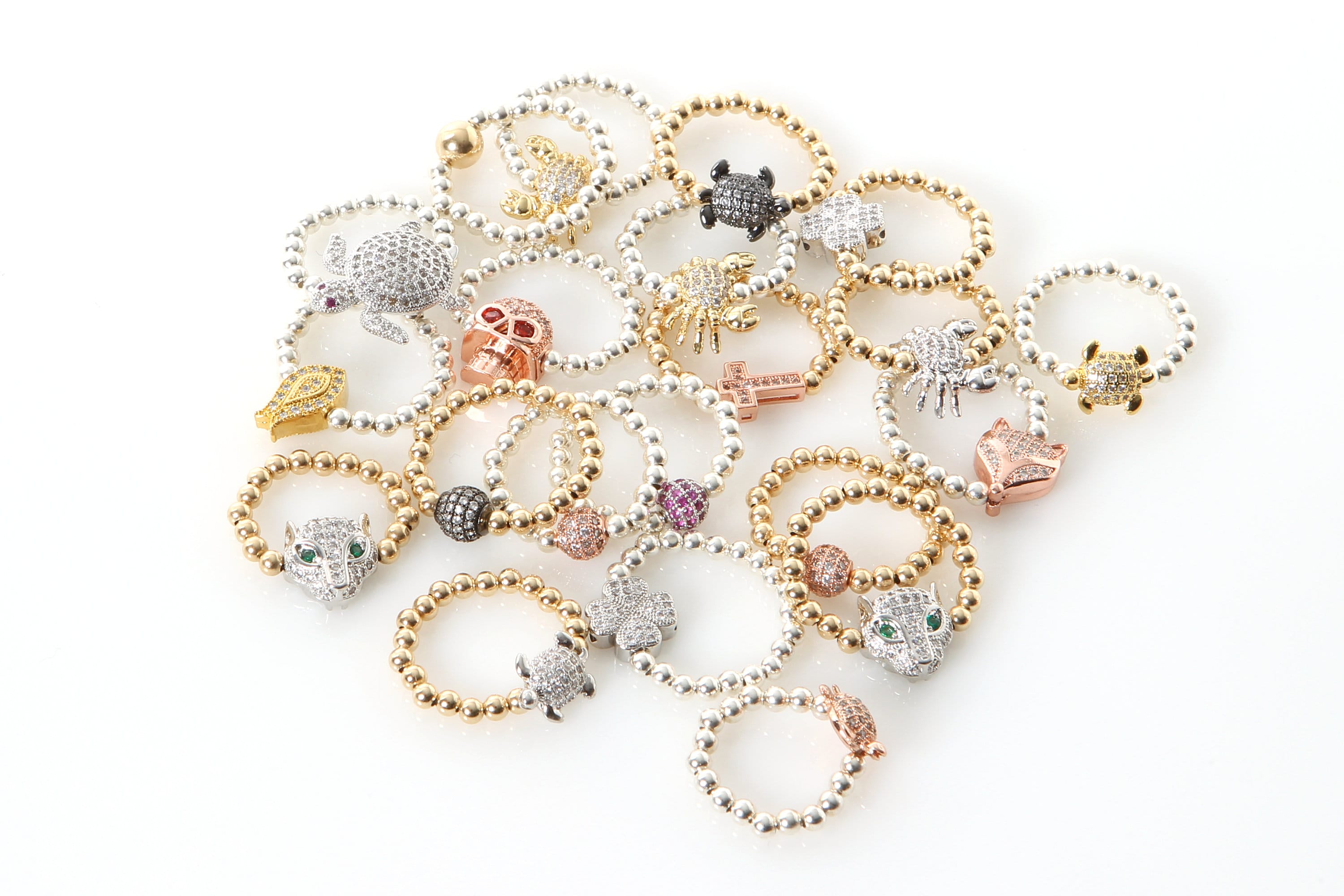 14K Gold or Silver Stretch Rings Bead 14K Gold Filled or | Etsy