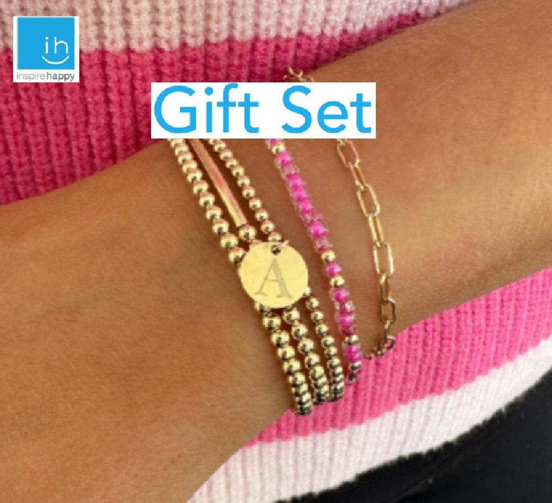 Personalized Gift Stack, Custom Charm Bracelet, Letter Charm Bracelet ...