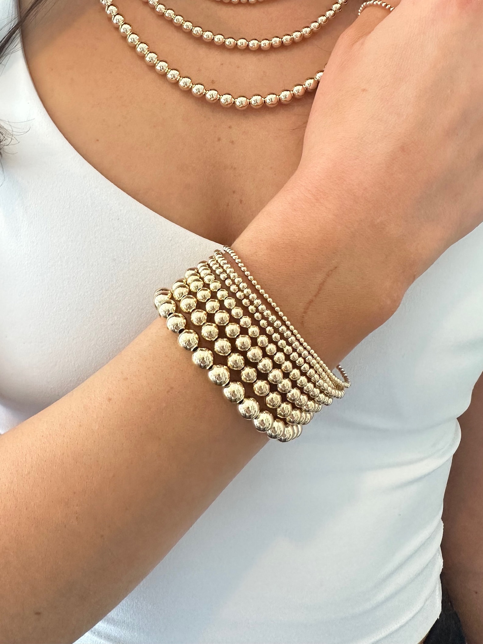 Gold Bead Bracelet 2mm 3mm 4mm 5mm 6mm 7mm 14k Gold Bead Bracelet Gold ...