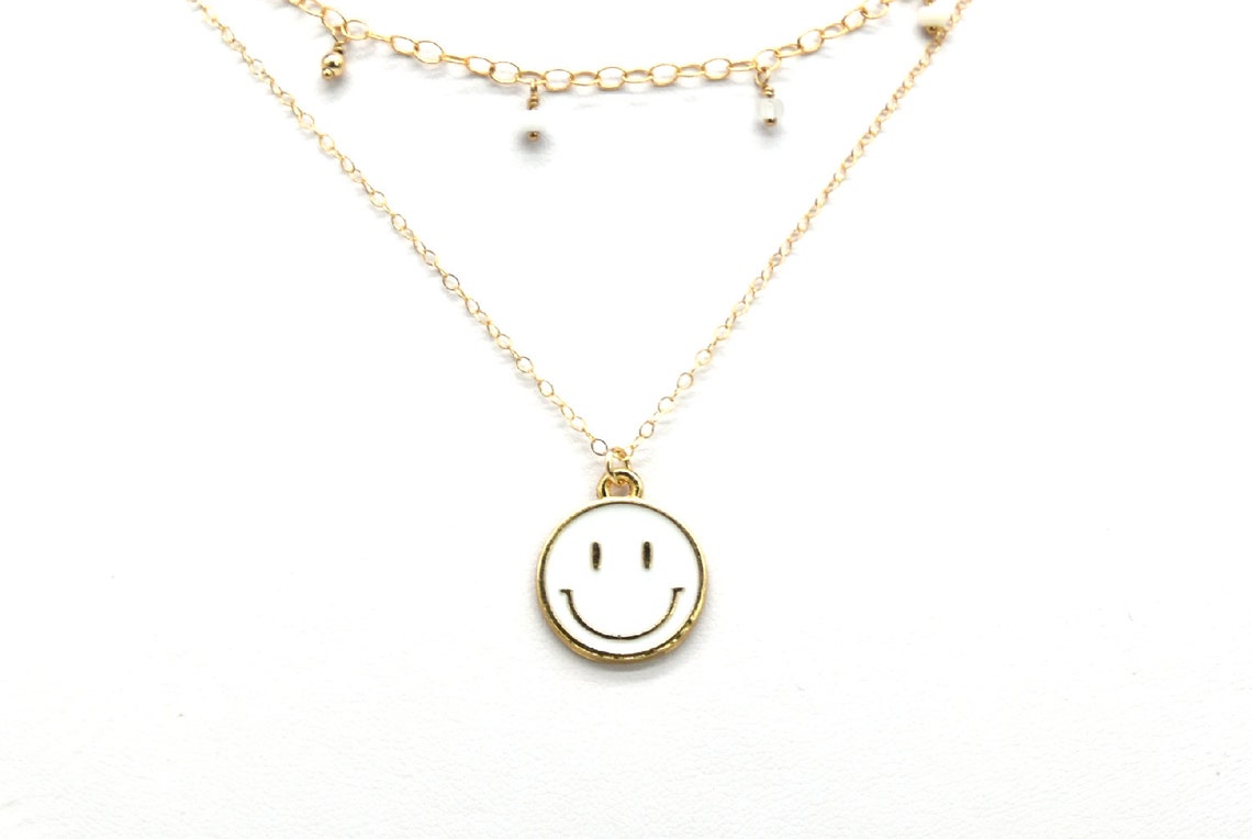 Smiley Face Colored Necklaces, Smiley Pendant, Friend Gift, Happy Gift ...