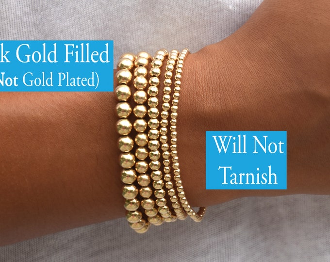 Gold Bead Bracelet 2mm 3mm 4mm 5mm 6mm 7mm 14k Gold Bead Bracelet Gold ...