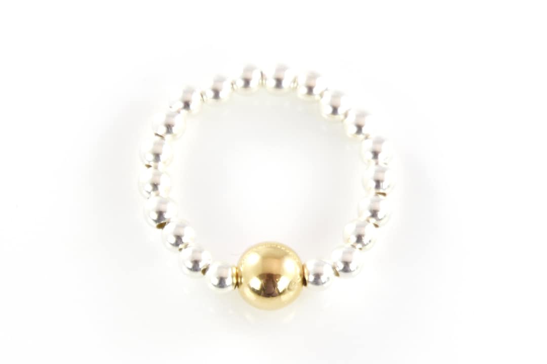 14K Gold or Silver Stretch Rings Bead, 14K Gold Filled or Sterling ...