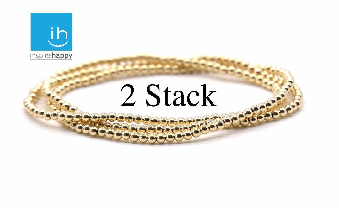 Gold Bead Bracelet | 14k Gold Bead Bracelet | Gold Bracelet Stack| Gold ...